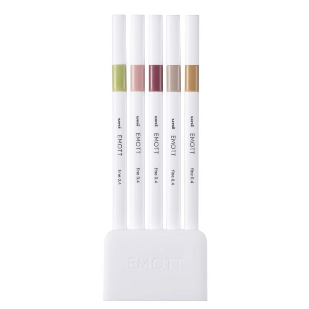 Uni EMOTT Bleeding Resistant Fineliner - 0.4 mm - 5 Color Set No.10 Bo ...